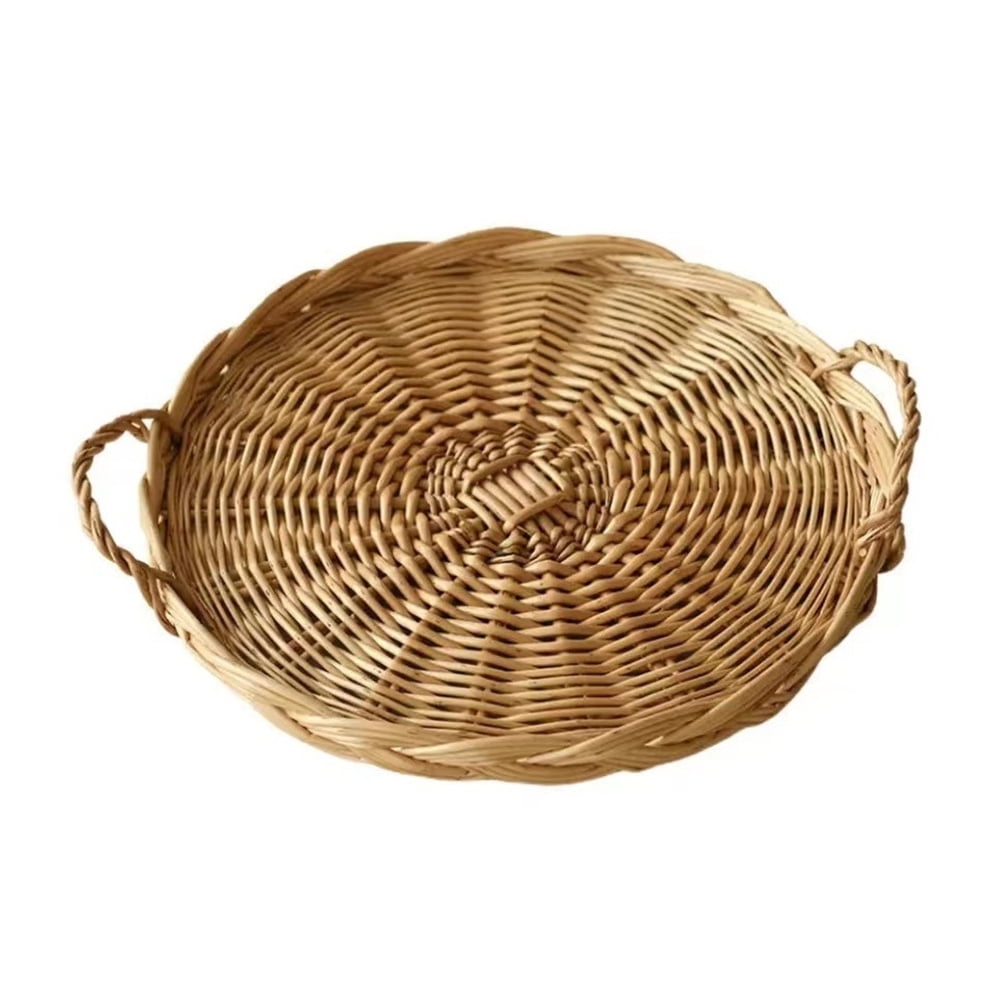 Hand-woven Fruit Pallets,Flat Handcrafted Willow Bread Basket,Round ...
