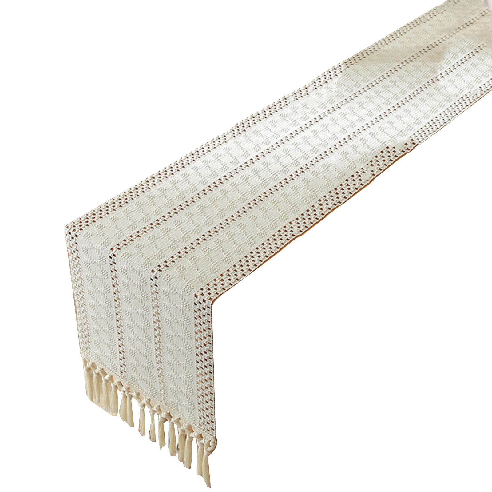 Hand-woven Hollow Tassel Table Runner Tablecloth Cotton And Linen ...