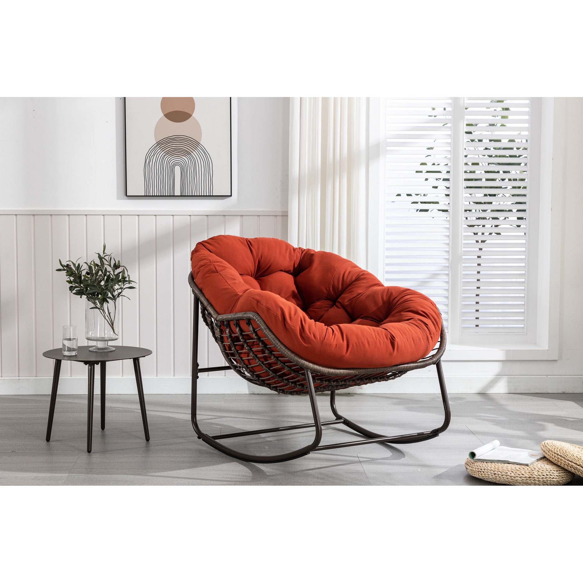 Hand-woven Rattan & Curved Seat Rocking Chair+UV Protection”-“Outdoor ...