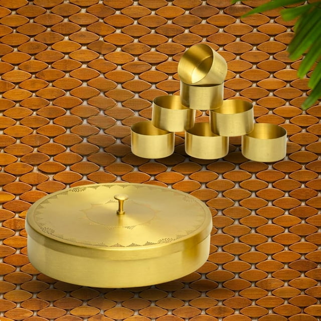 HandCraft Brass Masala Box Set with Spoon Container 90 ML-Food Spice ...