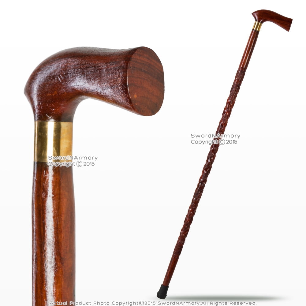 HandCraved Art Deco Sheesham Wooden Walk Cane Straight Costume ...