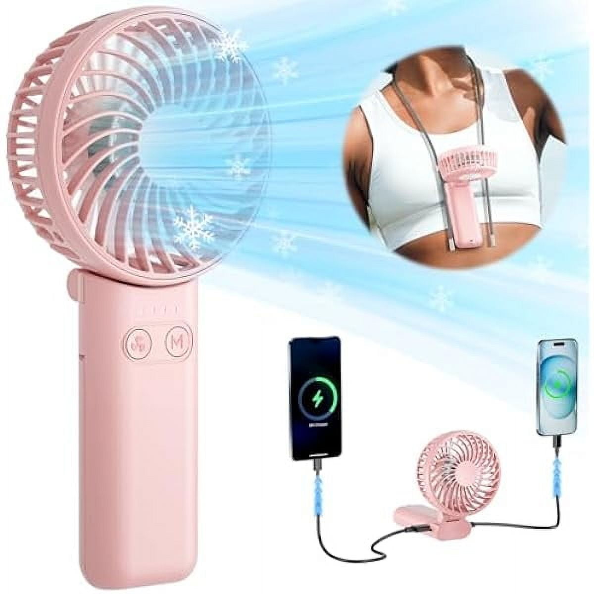HandFan Upgraded Handheld Fan, 5 Speeds Strong Airflow Hand Fan [Max 27 ...
