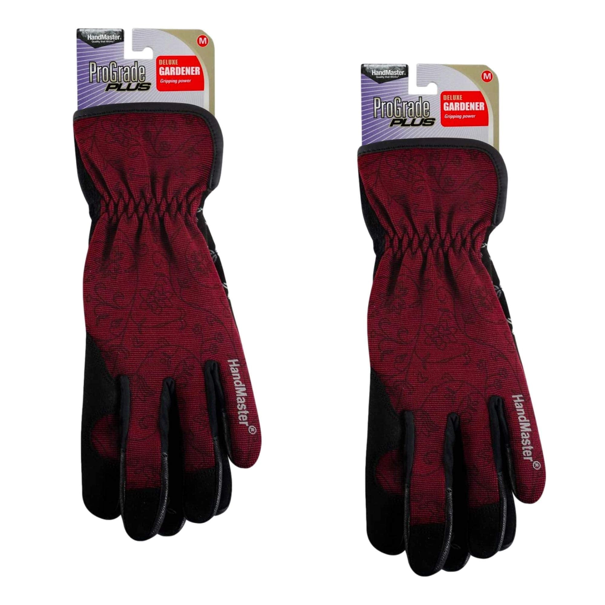 HandMaster Womens Deluxe Gardener Gloves (2 Pack, Medium, Red) PGP60T ...