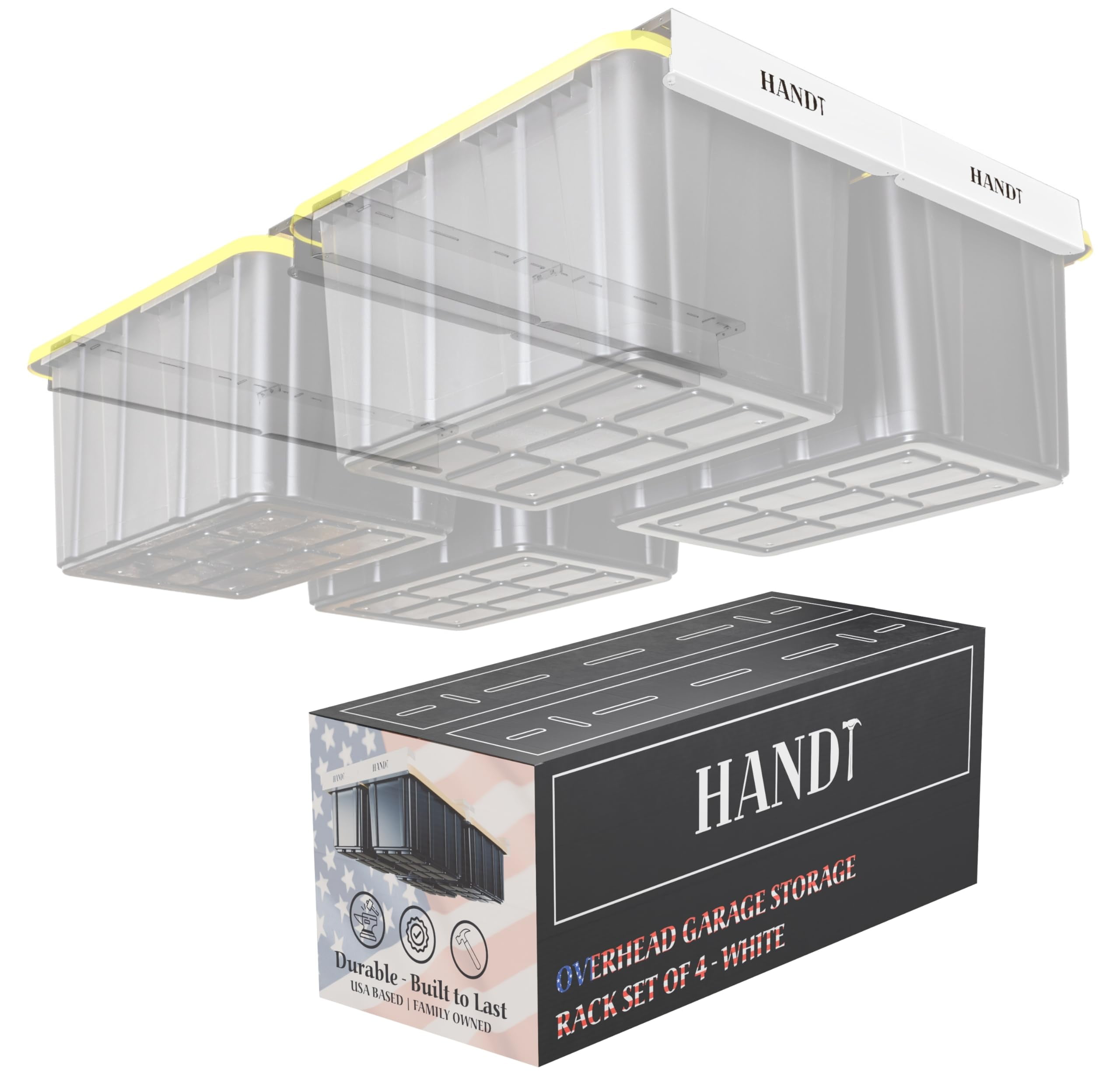 HandT USA Based Overhead Garage Storage Rack, Ceiling Bin Organization ...