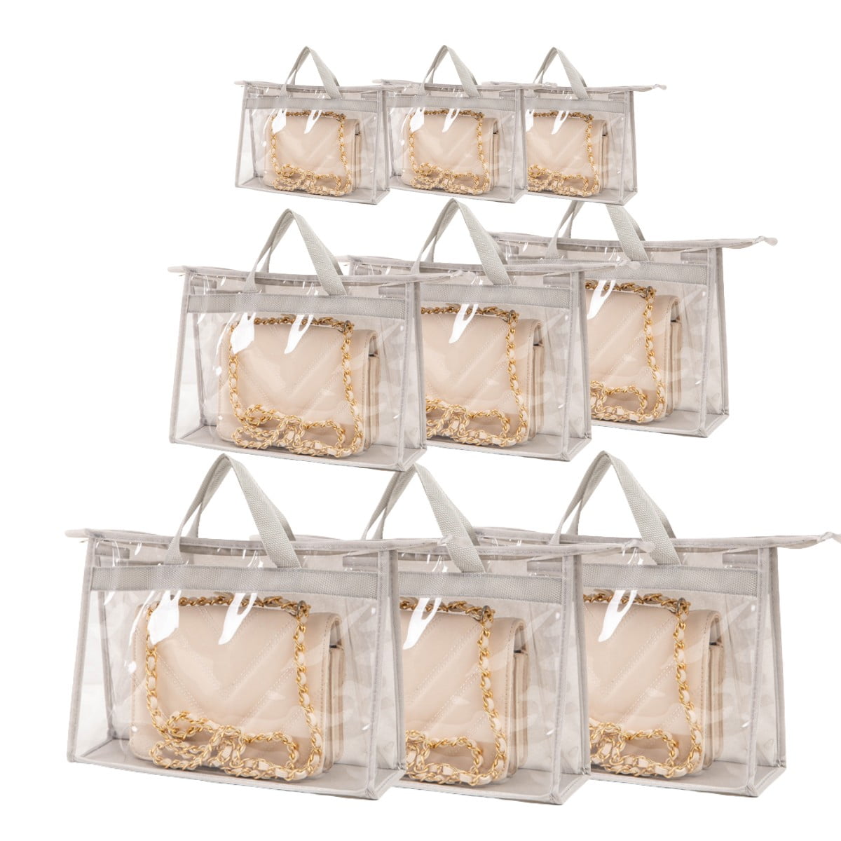 Handbag Storage Organizer, Dust Cover Bags, 3 Sizes Transparent Purse ...