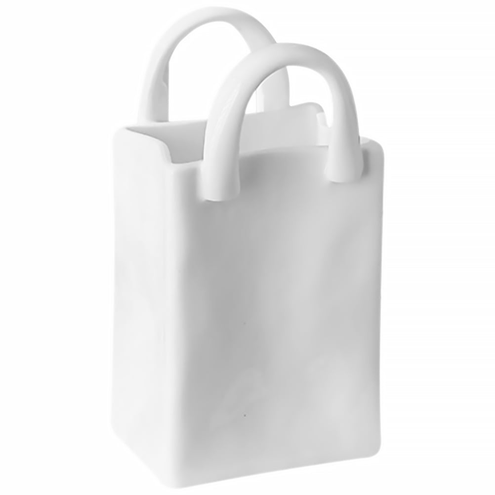 Handbag Vase Shopping Purse Flower Plant Decor White Ceramic Tote ...