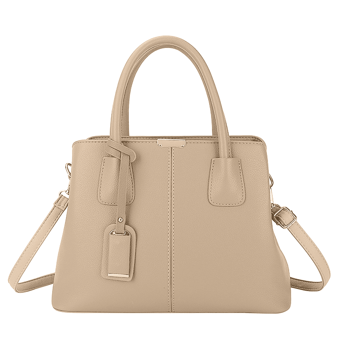 "Xueyu Vegan Leather Handbag, Khaki Tote Bag, Adjustable Strap, Satchel ...