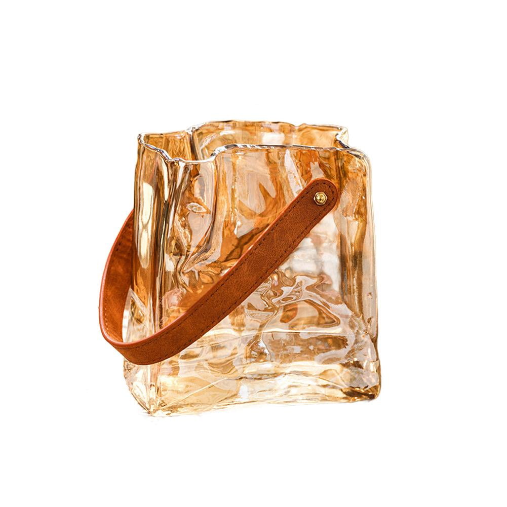 Handbag glass vase for Flowers, Clear Vases for Centerpieces, Bag Vase ...