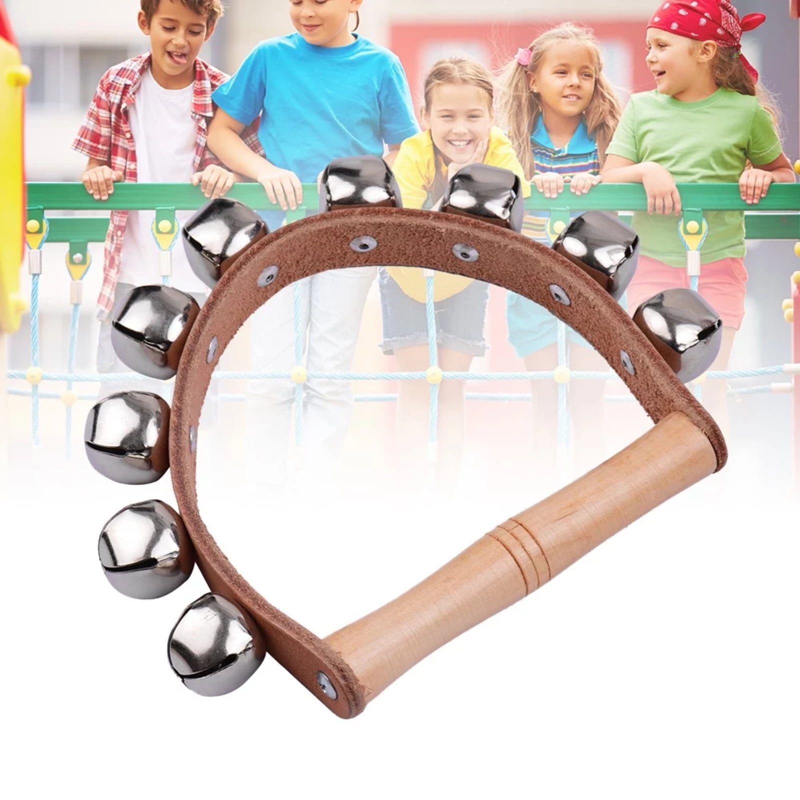 Handbell Hand Bells with 5pcs Jingle Bells Wood Handle Musical ...