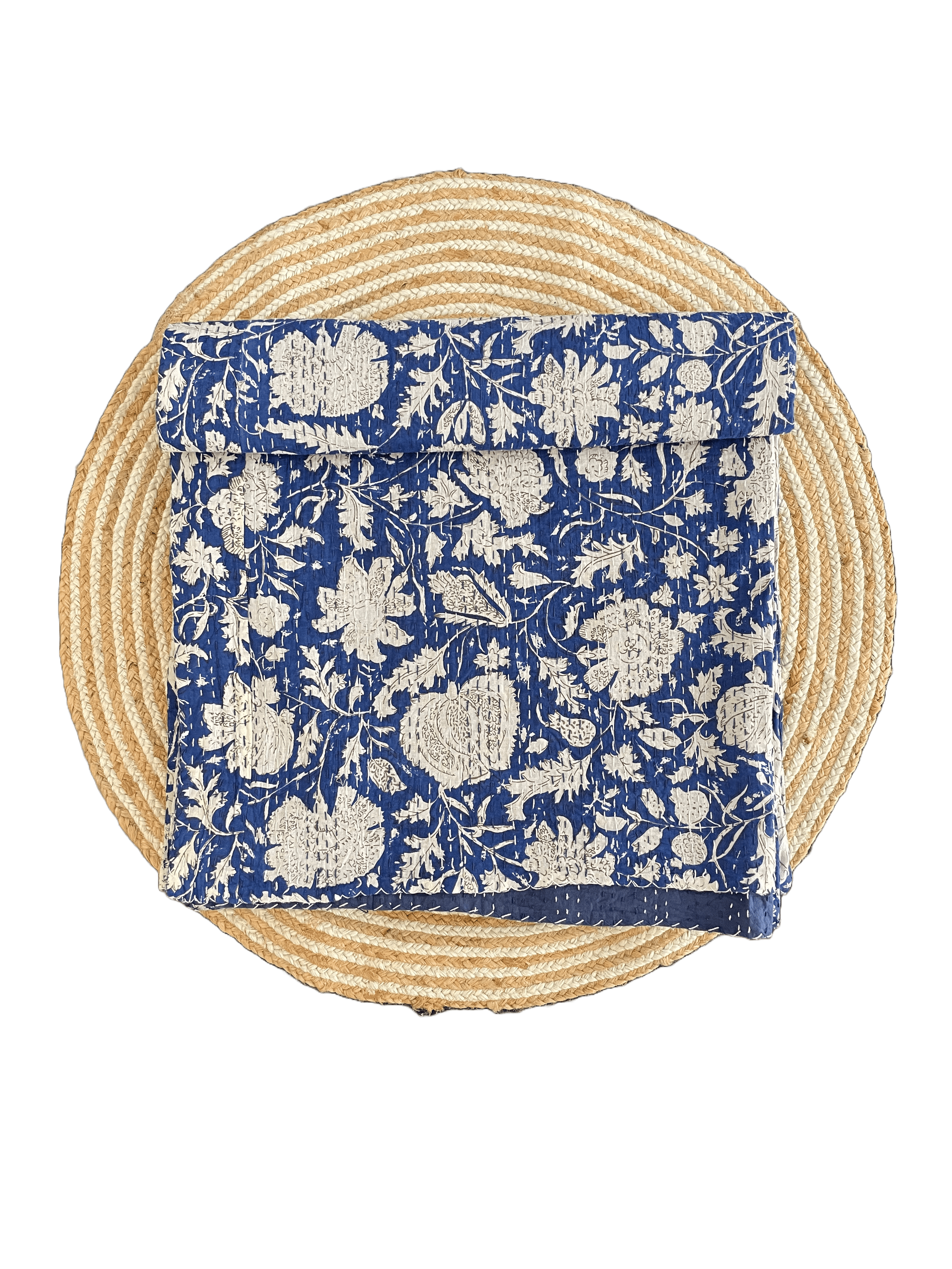 Handblock Multi Floral Print Handmade Cotton Kantha Quilting Throw ...