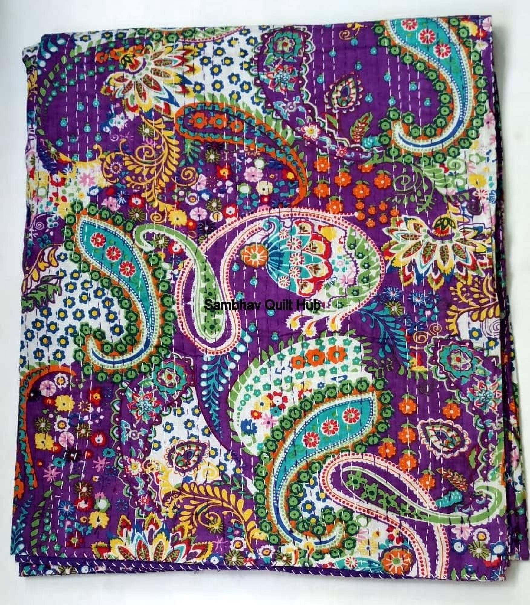 Handblock Multi Pasiely Print Handmade Cotton Kantha Quilting Throw ...