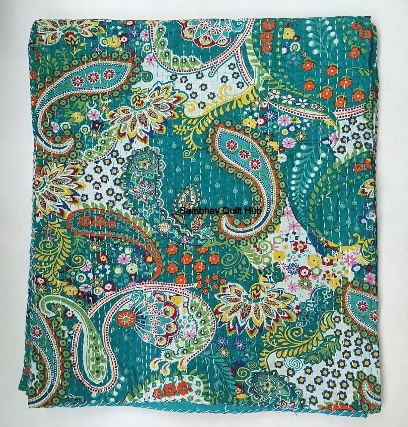 Handblock Multi Pasiely Print Handmade Cotton Kantha Quilting Throw ...