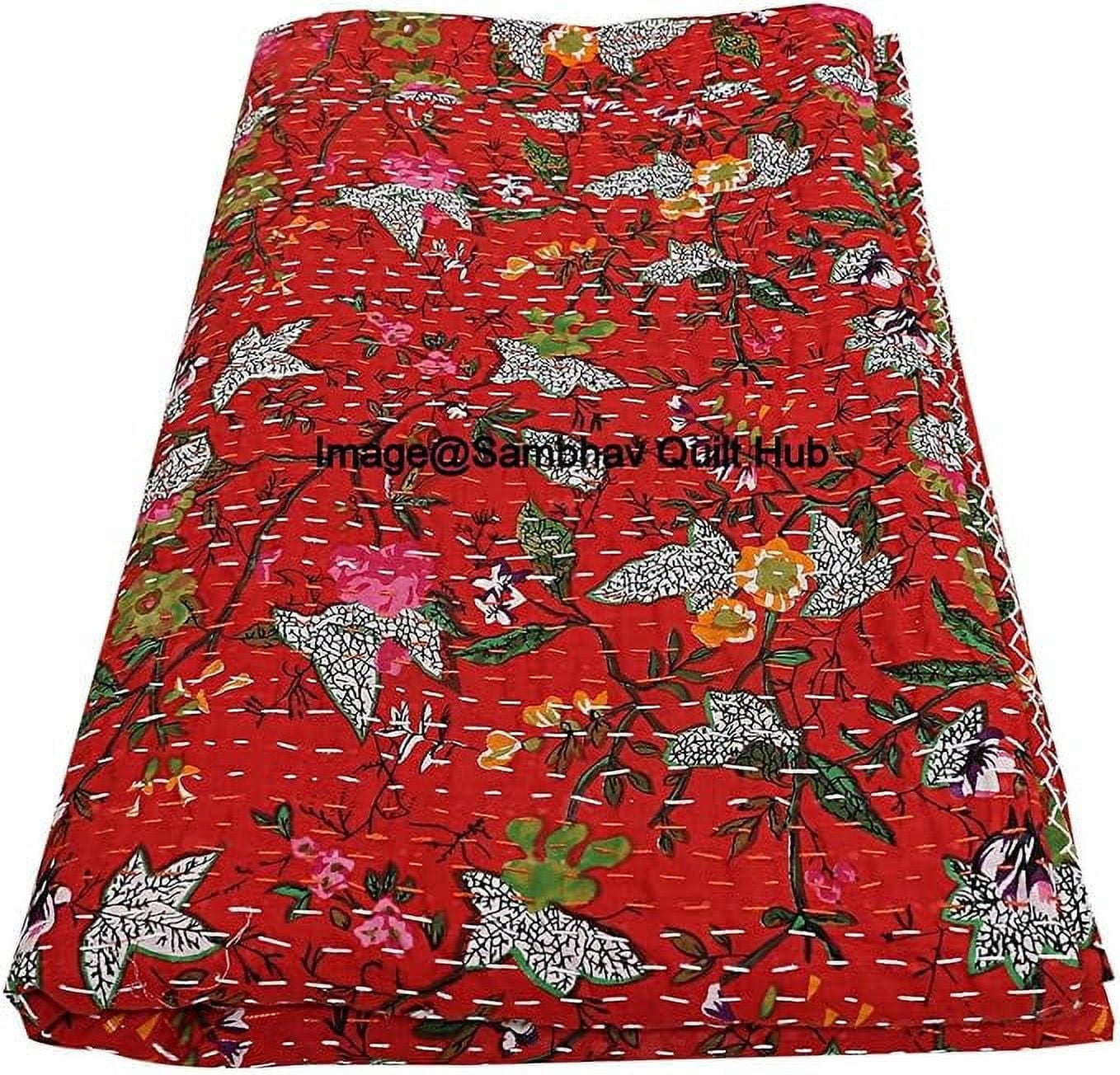 Handblock Multi Vintage BirdParadisePrint Handmade Cotton Kantha ...