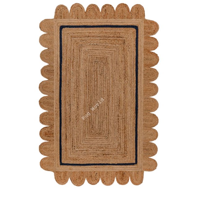 Handbraided Scalloped Design Jute Area Rug Nonslip & Durable Brown ...