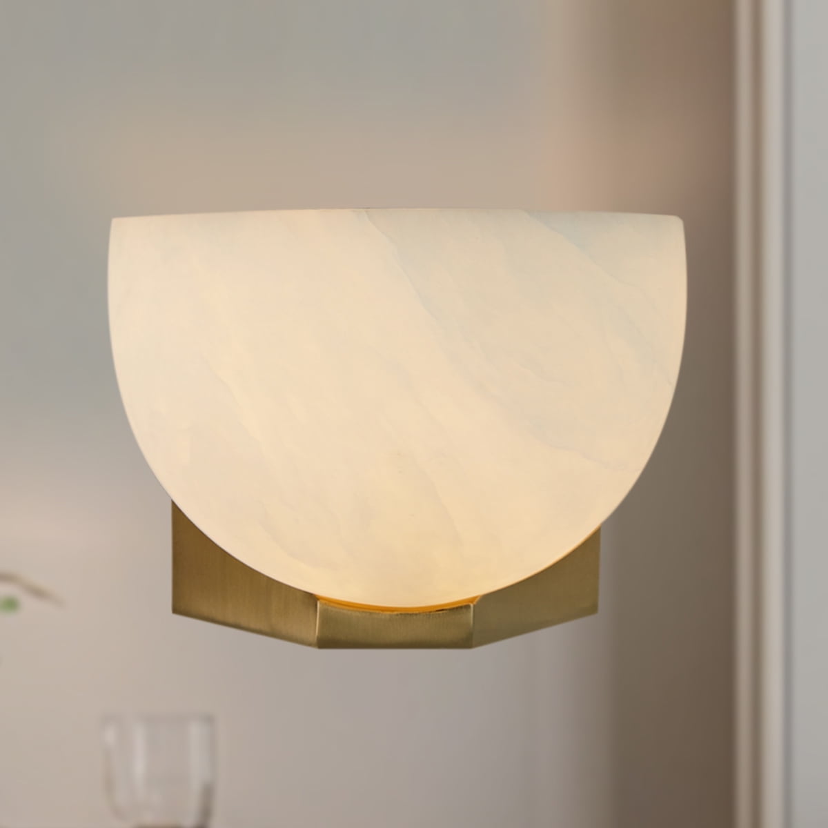 Handcarved Globe-Like Contours Alabaster Sconce,Wall Lights for Living ...