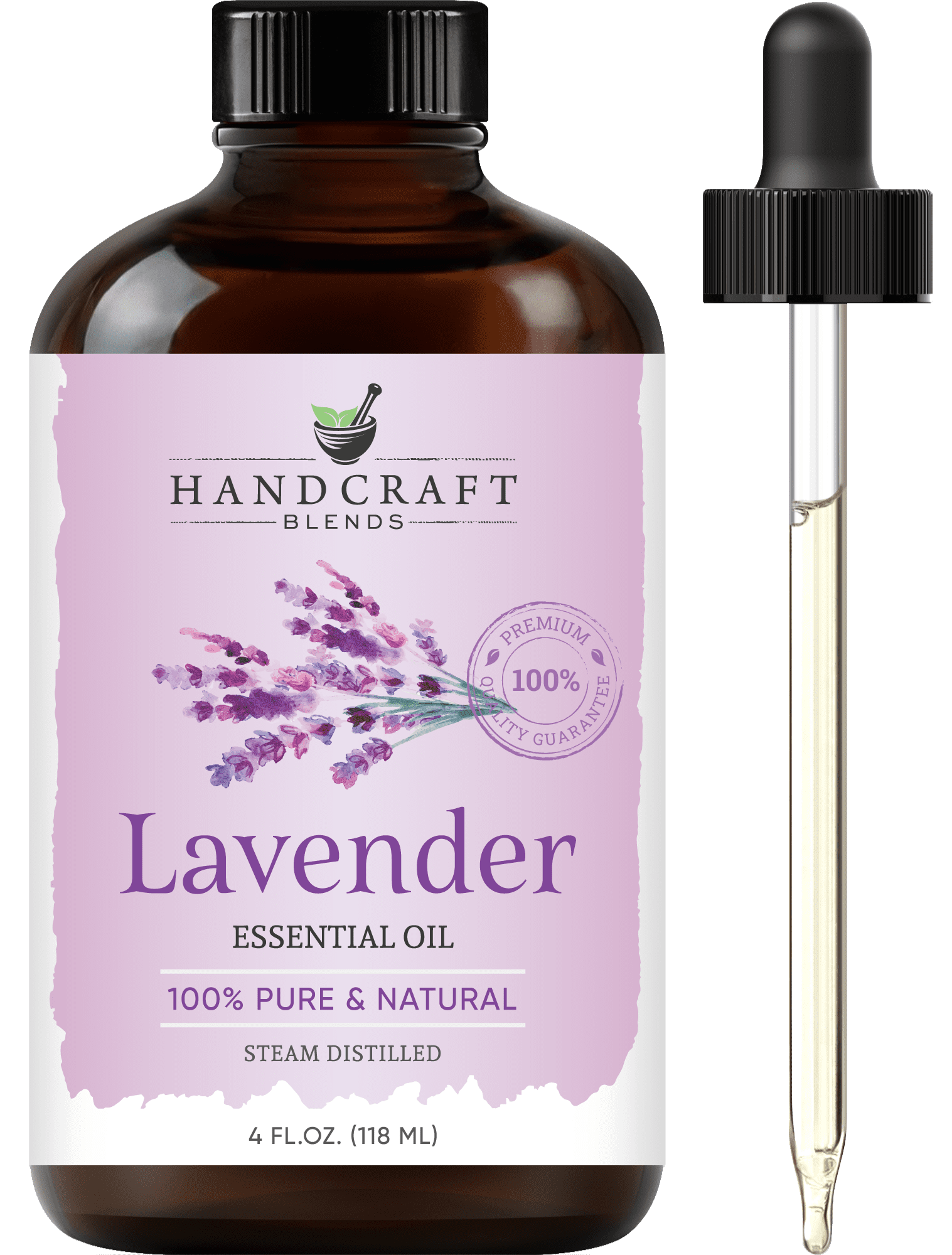 Handcraft Blends Lavender Essential Oil, 4 Fl Oz, 100% Pure, Amber ...