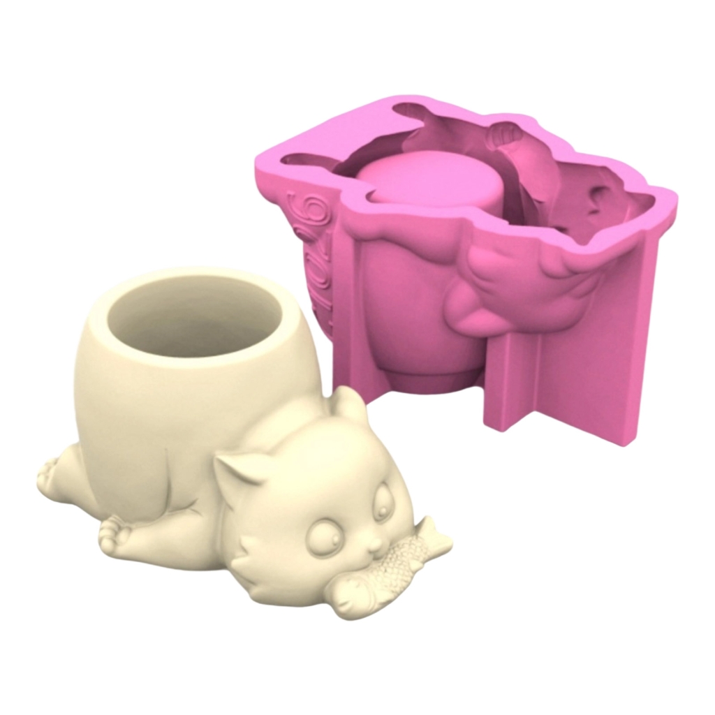 Handcraft Cats Vase Silicone Mould for Epoxy Resin and Plaster Projects ...