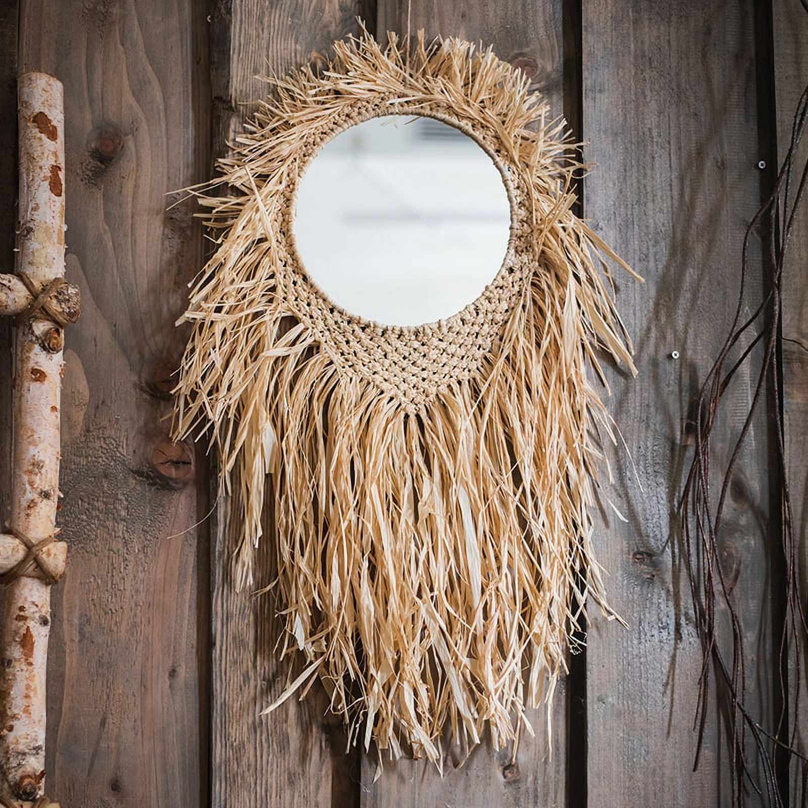 Handcraft Grass Hanging Round Mirror - Walmart.com