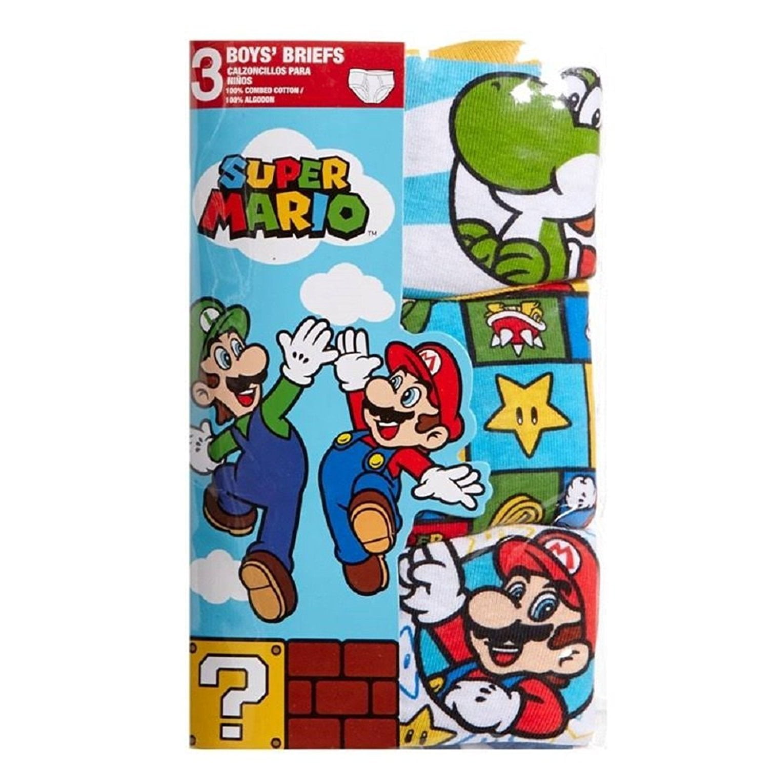 Handcraft Mario 3-Pack Boys Briefs Luigi Yoshi Size 4 6 6 - Walmart.com