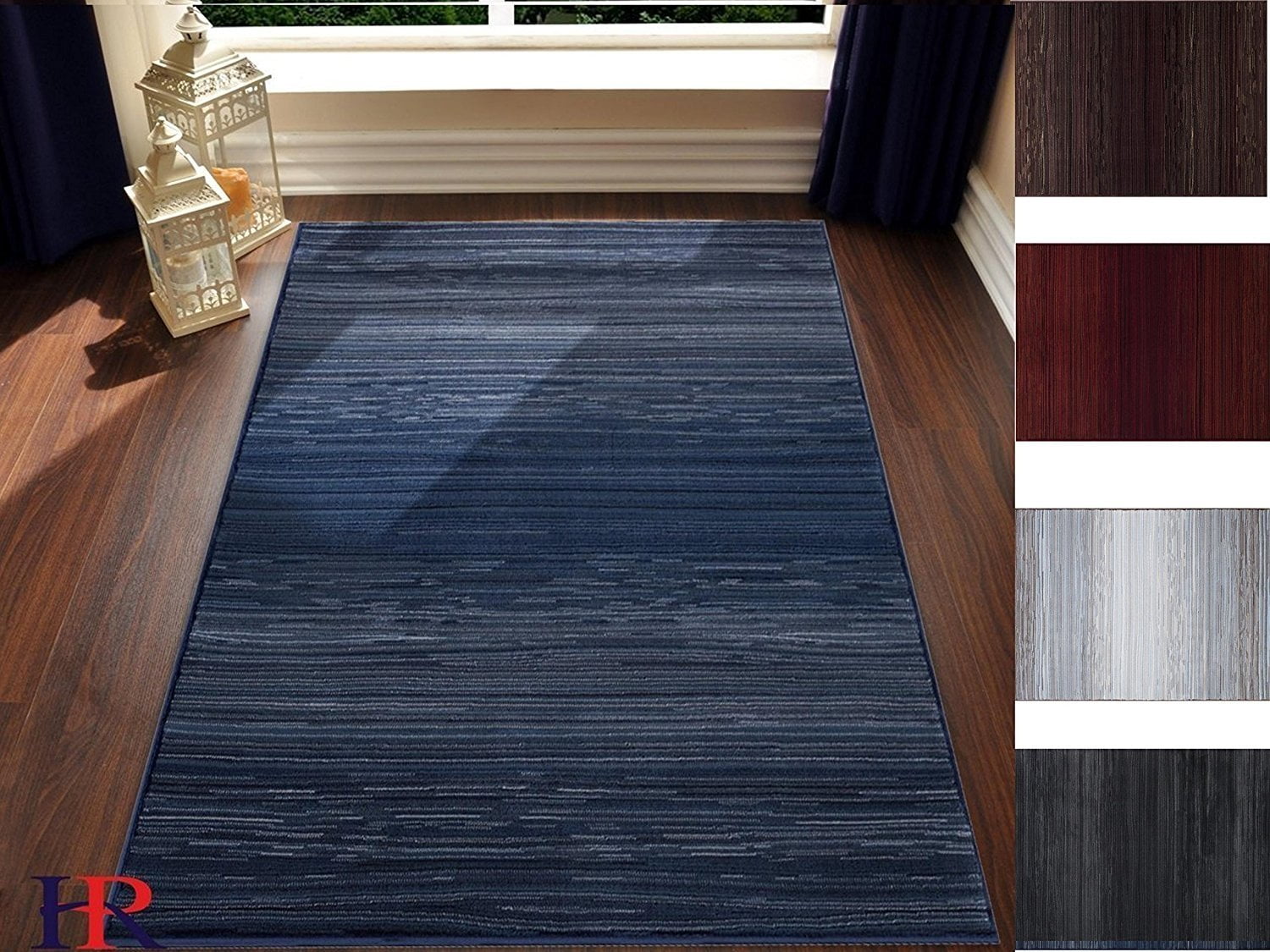 Handcraft Rugs-Abstract Modern Stripped Contemporary Rug Thunder Blue ...