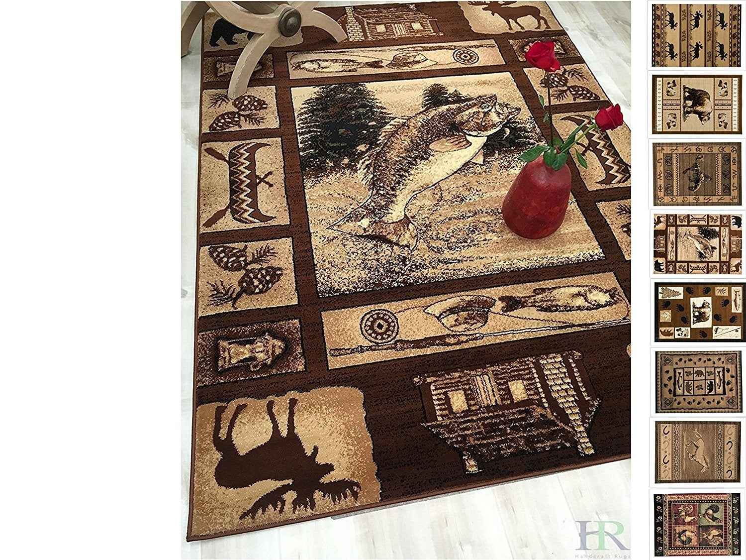 Handcraft Rugs Cabin Rug Lodge, Cabin Nature and Animals Area Rug ...
