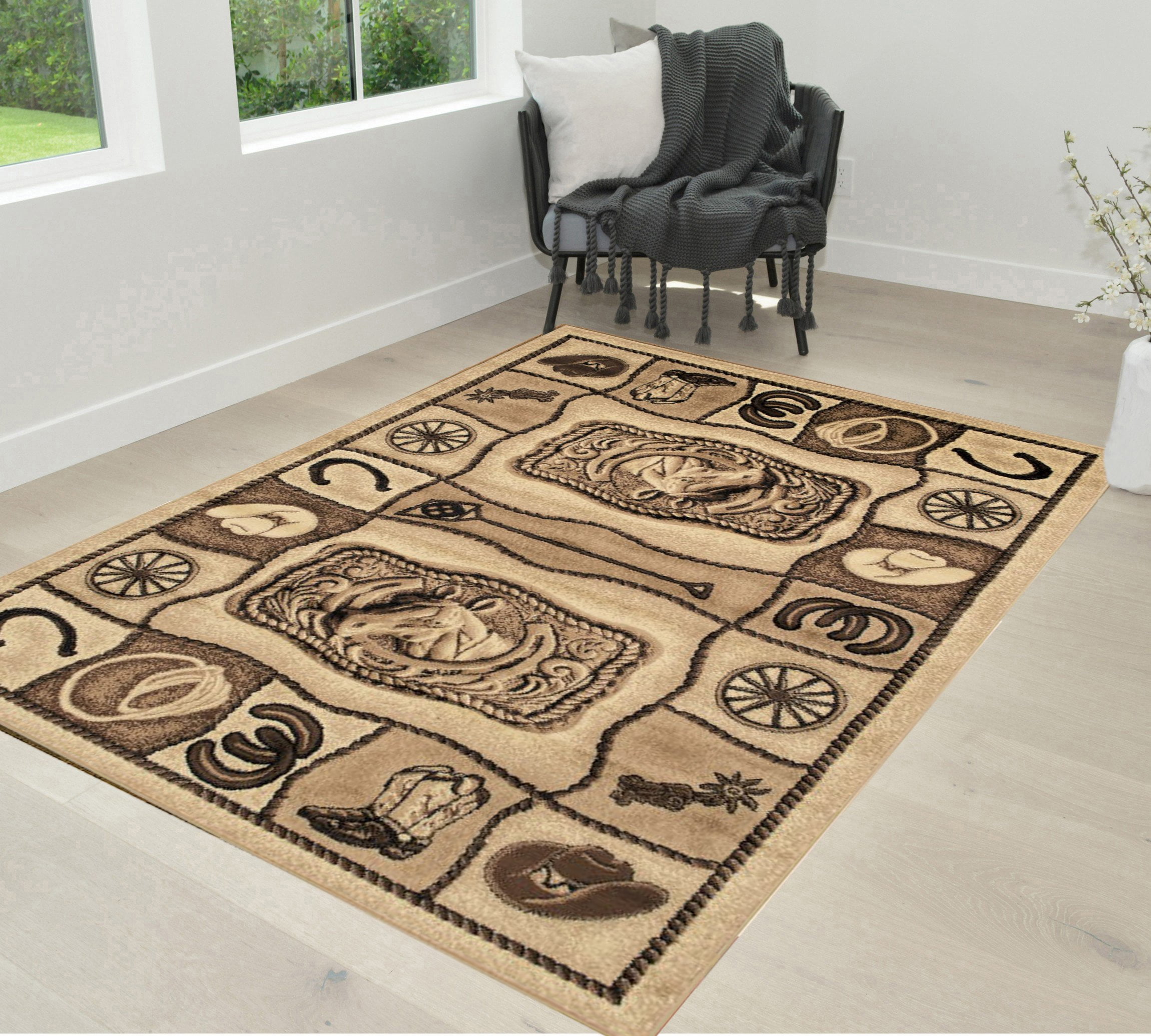Handcraft Rugs Cabin Rug Lodge, Cabin Nature and Animals Area Rug ...