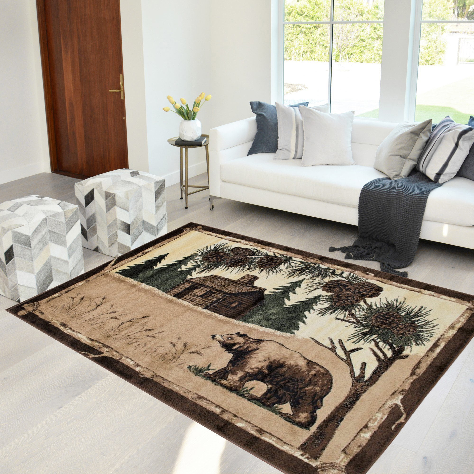 Handcraft Rugs Cabin Rug Lodge, Cabin Nature and Animals Area Rug ...