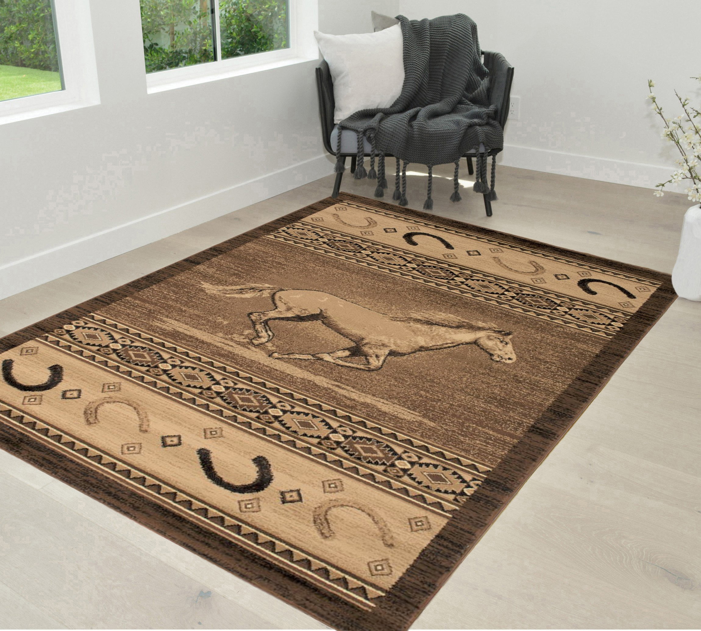 Handcraft Rugs Cabin Rug Lodge, Cabin Nature and Animals Area Rug ...