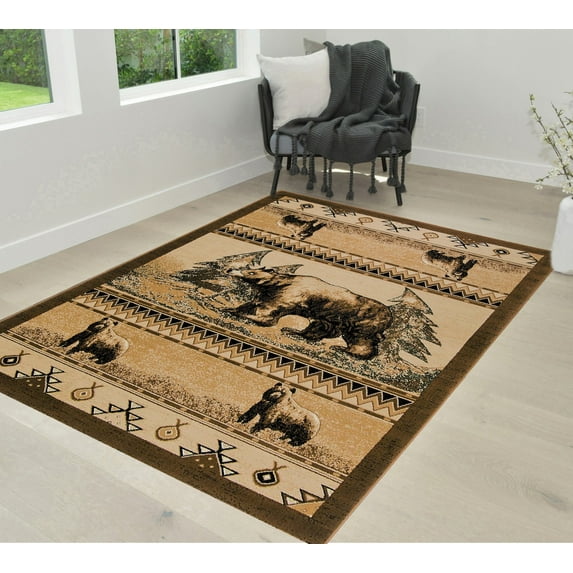 Handcraft Rugs Cabin Rug Lodge, Cabin Nature and Animals Area Rug ...