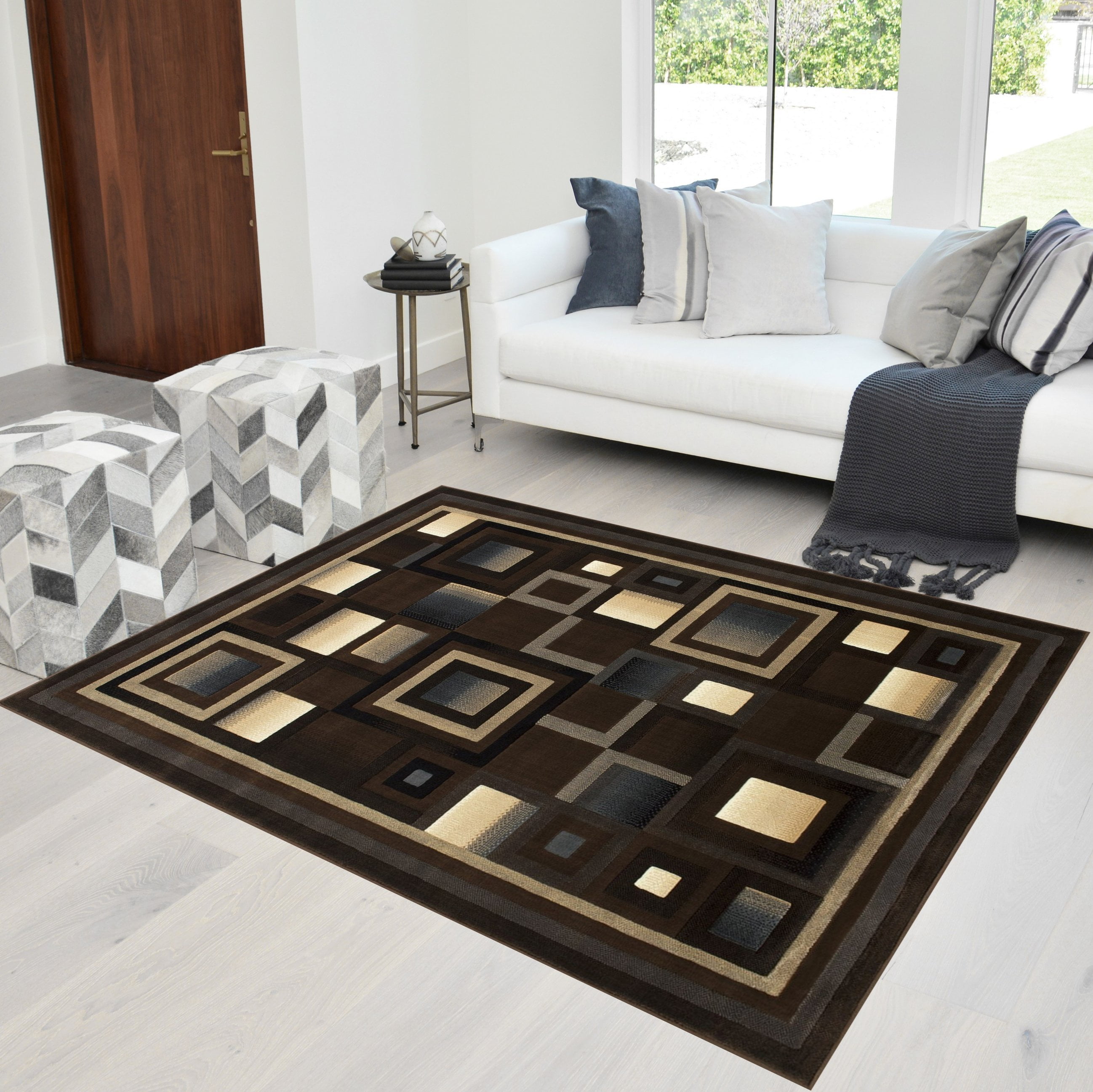 Handcraft Rugs Chocolate Brown/Beige/Gold/Gray Abstract Geometric ...