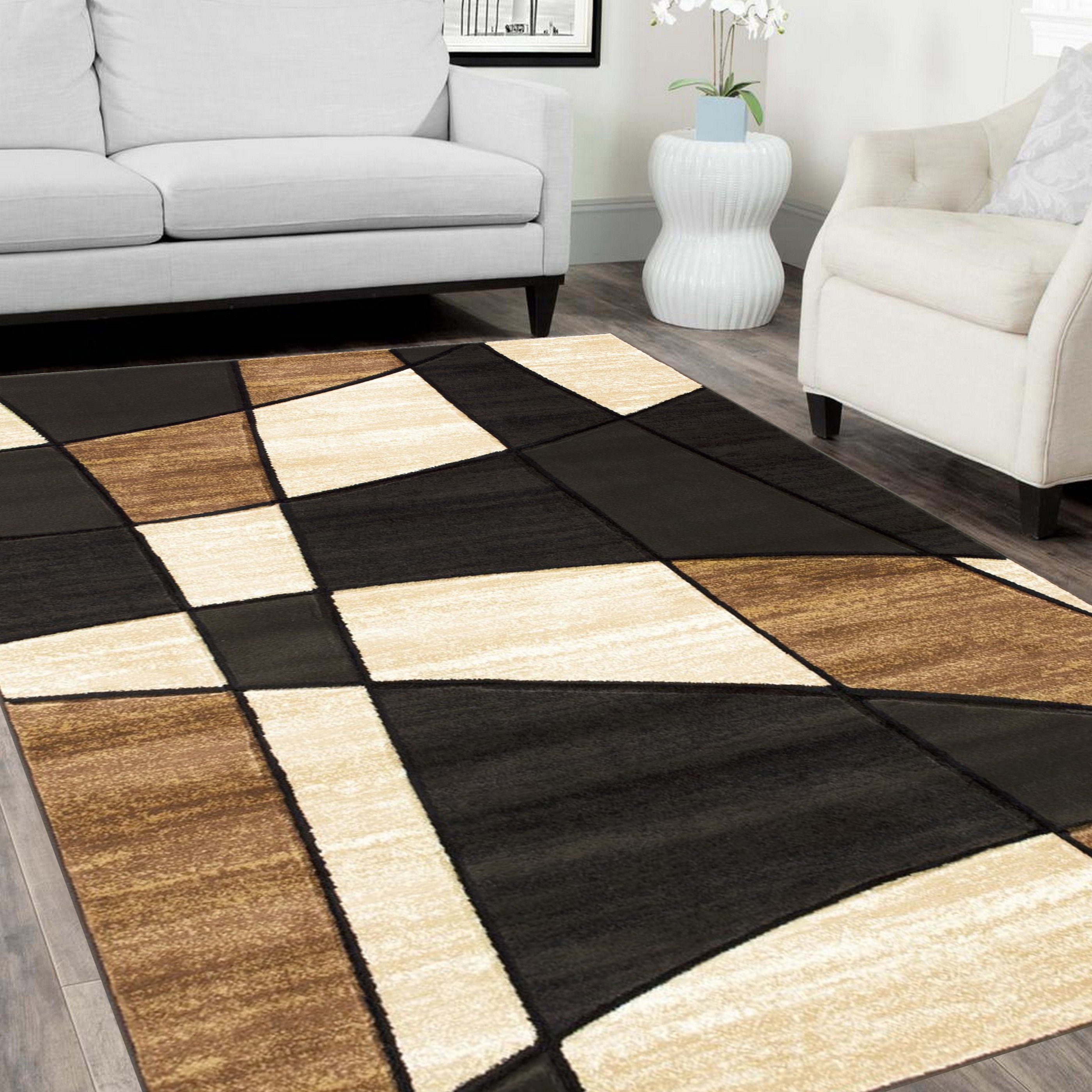 Color Block Rug/Linear/Geometric Modern Contemporary Hand Carved Area ...