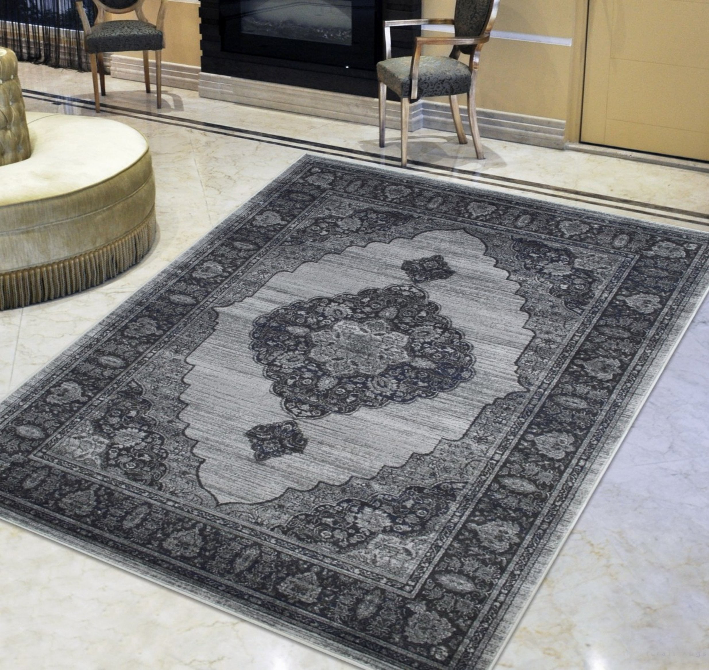 Handcraft Rugs-Dusk/Gray Persian Tabriz Floral Pattern Distressed ...