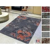 Handcraft Rugs - Electric Orange/Gray/Silver/Black/Abstract Area Rug ...