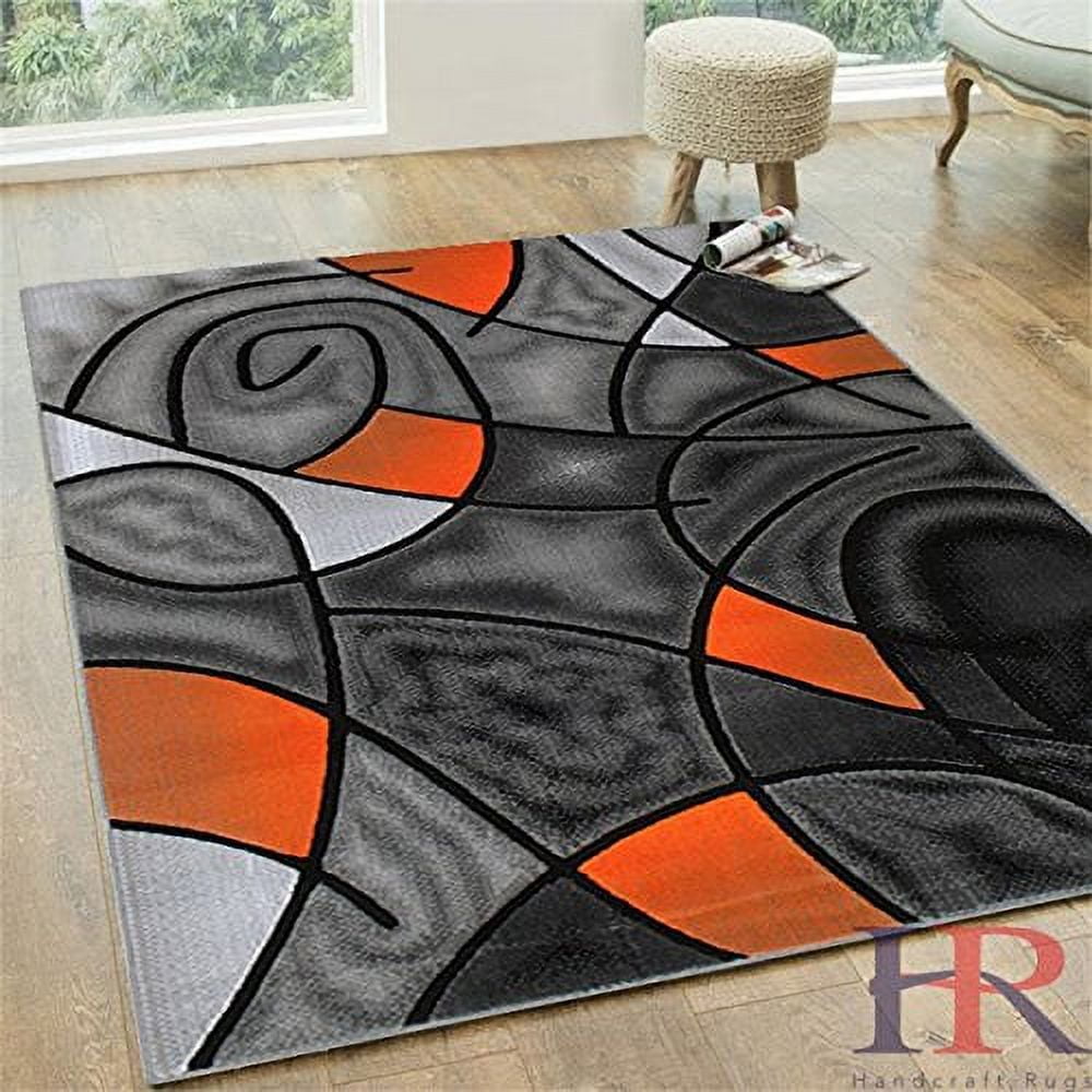 Handcraft Rugs - Electric Orange, Grey, Silver, Black, Abstract Area ...