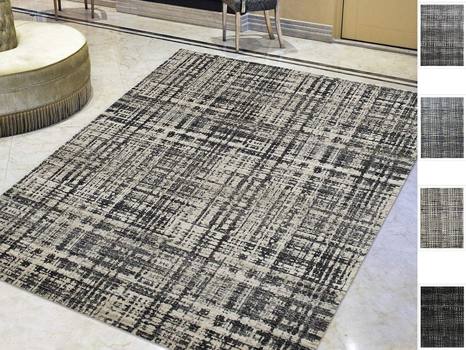 Handcraft Rugs-Gray/Beige Checkered Abstract Pattern Distressed- Modern ...