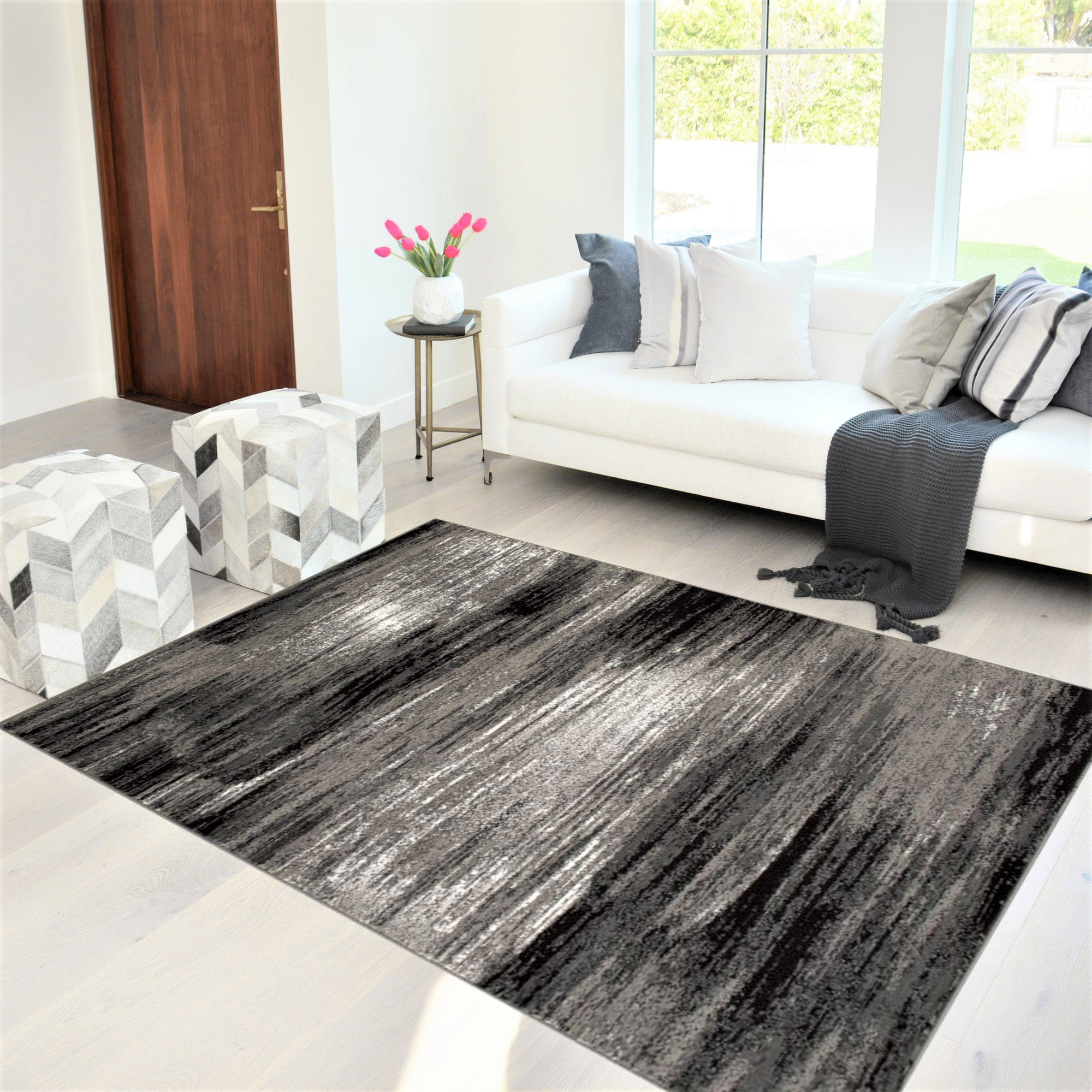 Handcraft Rugs - Grey/Silver/Black/Abstract Contemporary Modern Design ...