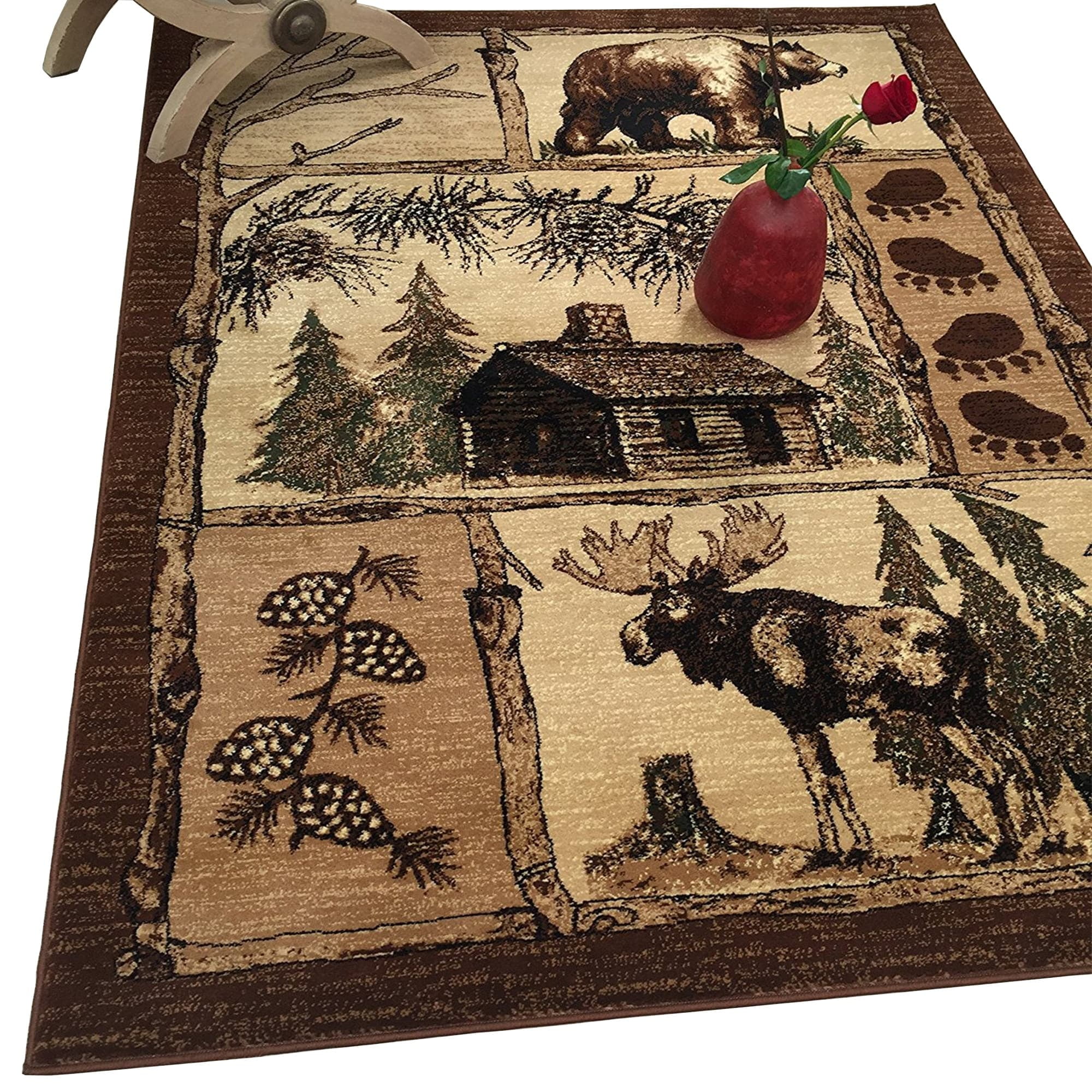 Handcraft Rugs HR Lodge Cabin Area Rugs Runner Rustic Cabin Novelty ...