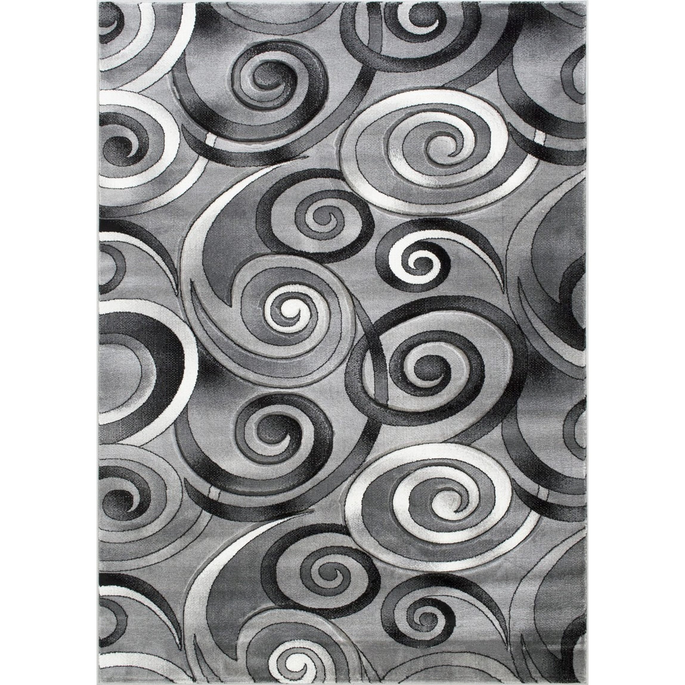 Handcraft Rugs HR Spiral/Swirls Modern Contemporary Hand Carved Area ...