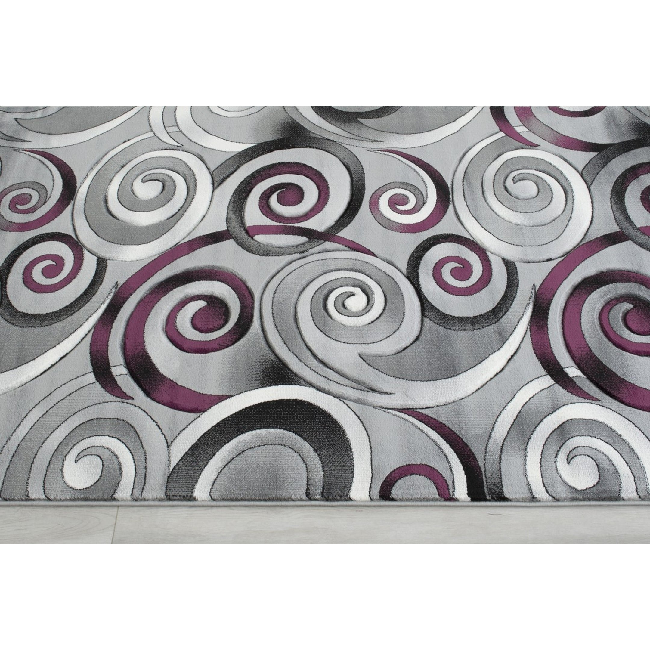 Handcraft Rugs HR Spiral/Swirls Modern Contemporary Hand Carved Area ...