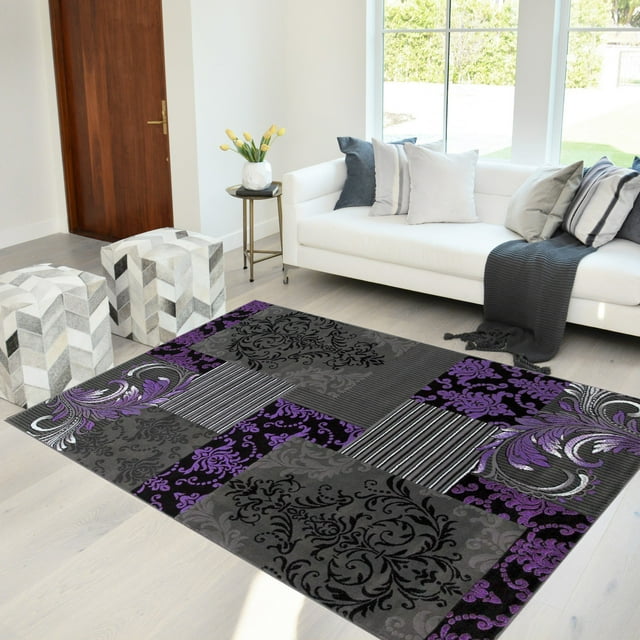 Handcraft Rugs - Purple/ Gray/ Silver/ Black Abstract Area Rug Modern ...