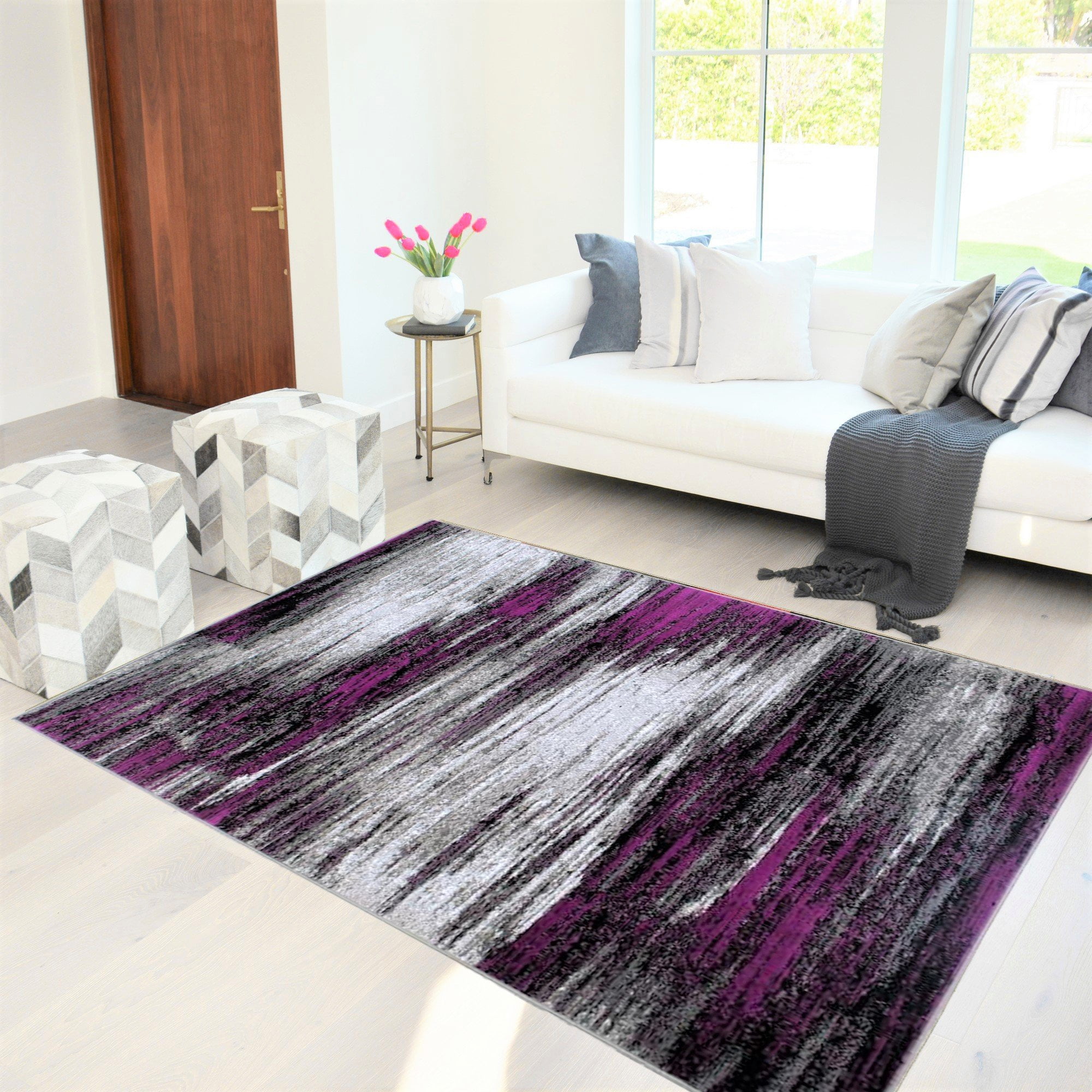 Handcraft Rugs - Purple/Grey/Silver/Black/Abstract Contemporary Modern ...