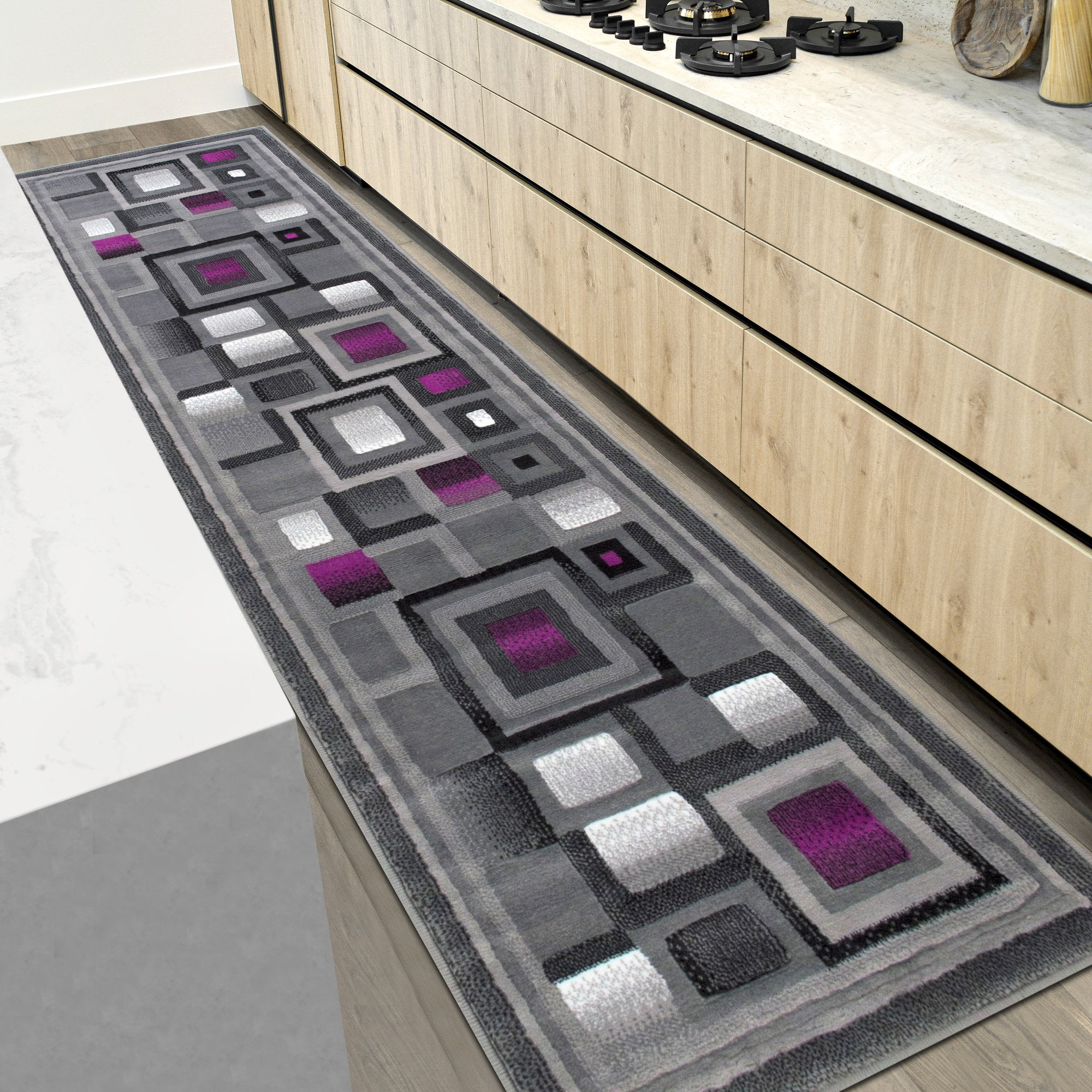 Handcraft Rugs Purple and Gray Abstract Geometric Modern Squares ...
