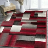 Handcraft Rugs Red/Black/Gray Abstract Geometric Modern Squares Pattern ...