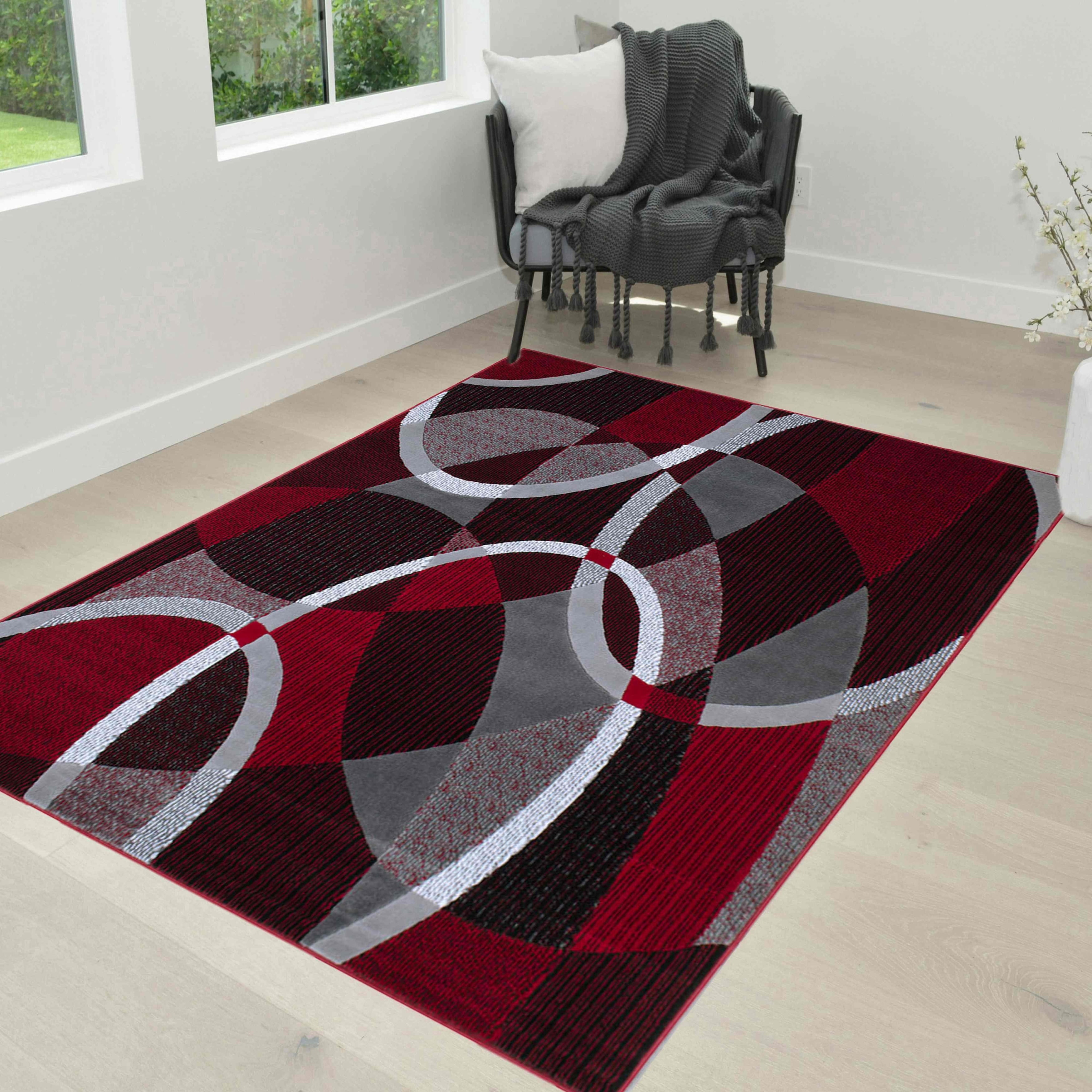 Handcraft Rugs - Red/Gray/Silve/Black/Abstract Area Rug Modern ...
