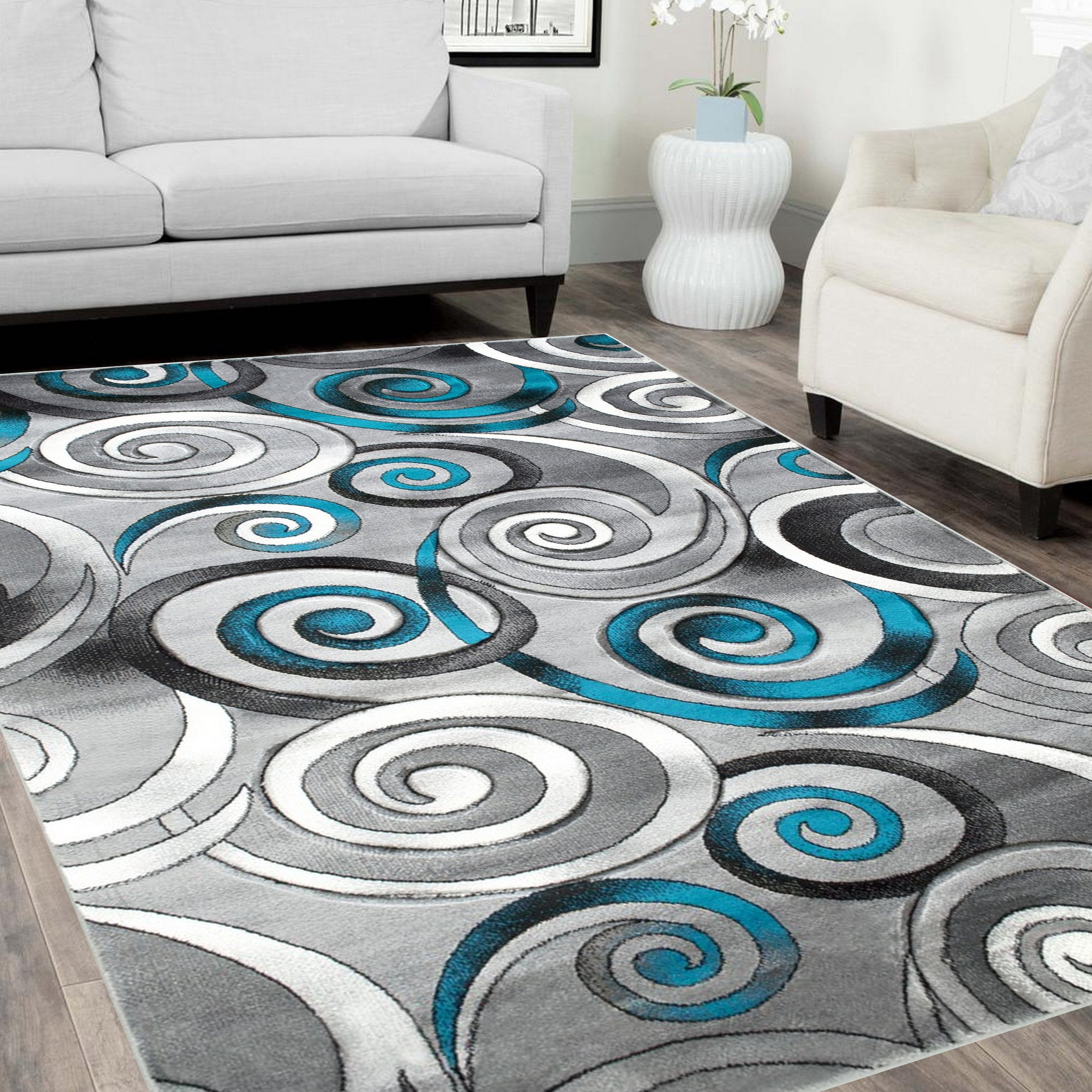 Handcraft Rugs-Spiral/Swirls Modern Contemporary Hand Carved Area Rug ...