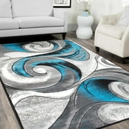 Blue/Grey/Silver/Black/Abstract Area Rug Modern Contemporary Geometric ...