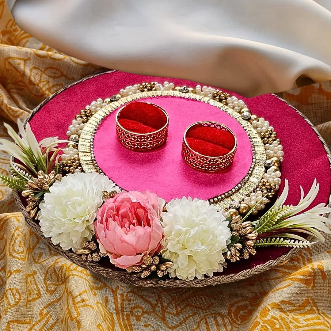 Handcrafted 1 Pcs Engagement Ring Tray Holder Platter Round thali ...