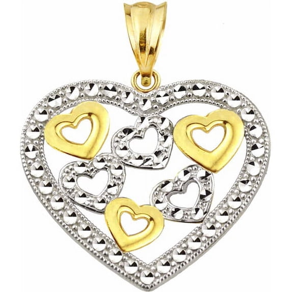 Handcrafted 10kt Gold Floating Heart Charm Pendant - Walmart.com