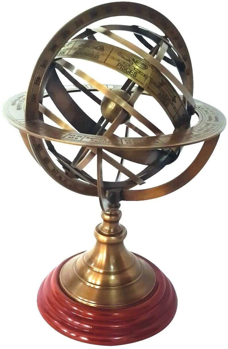 Handcrafted 12" Antique Armillary Sphere – Nautical Brass Globe ...
