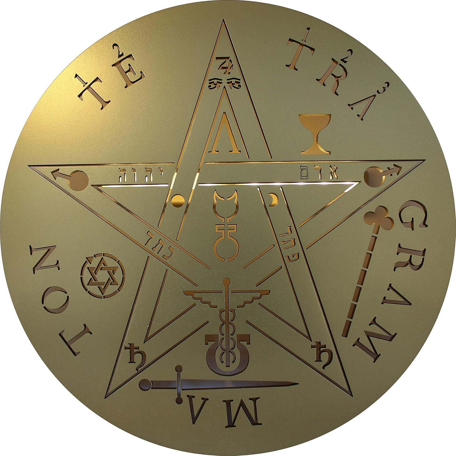Handcrafted 12inch Wooden Pentagram with Large Tetragrammaton ...